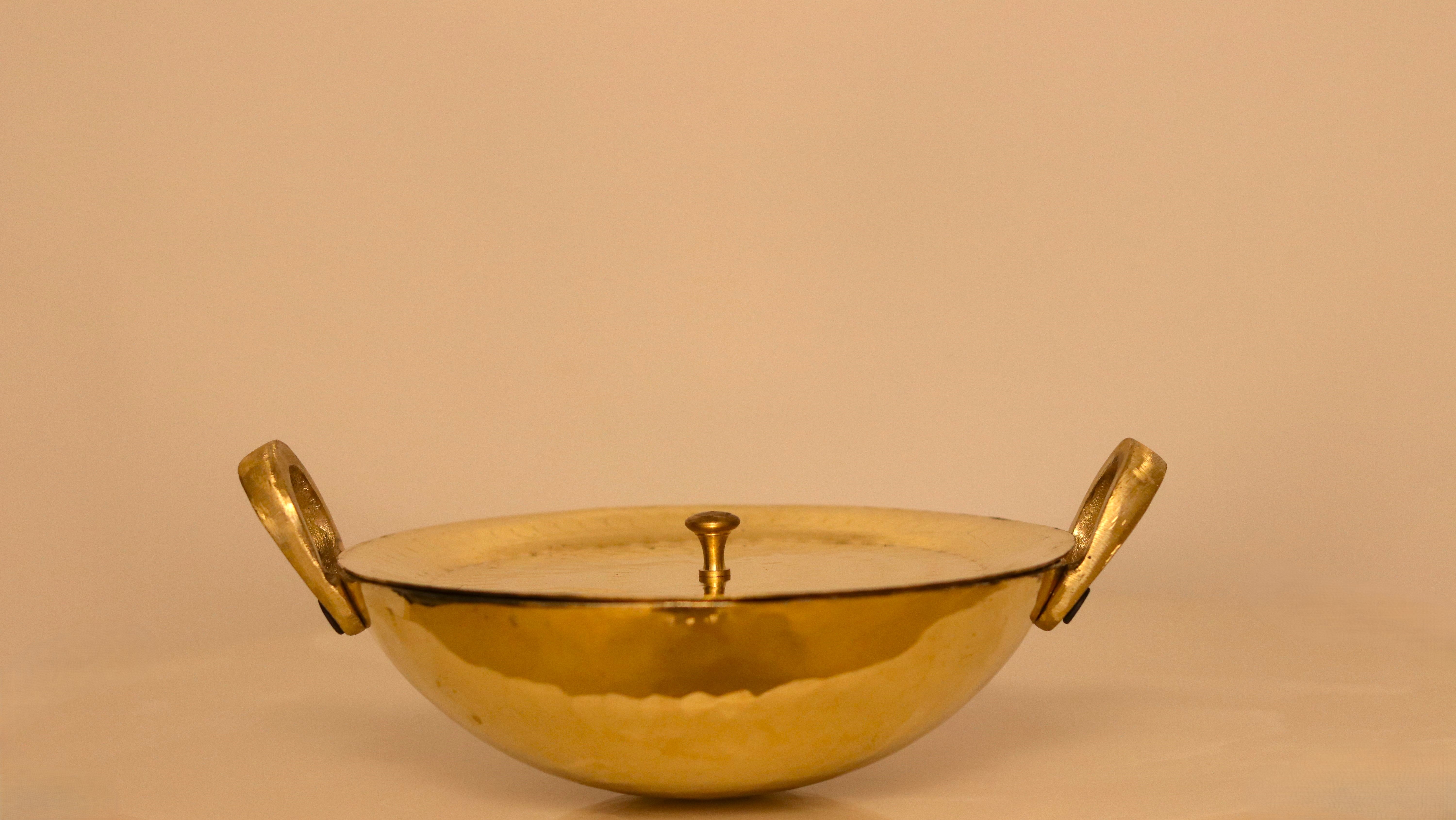 Buy Brass Kadahi | Brass Kadahi with Lid – Indian Bartan
