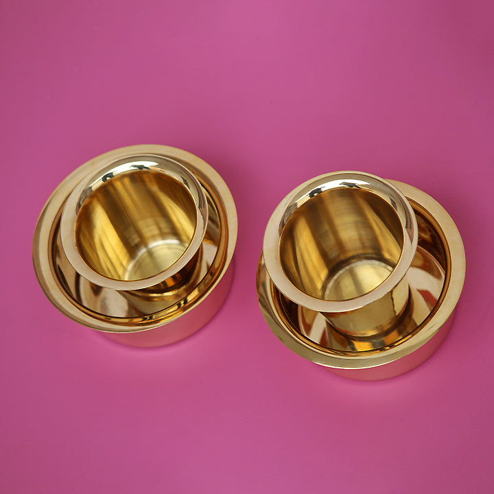 Buy Brass Tumbler | Brass Davara Tumbler| Combo Set of 2 | Indianbartan ...